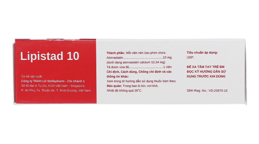 Thuốc Lipistad 10 trị rối loạn mỡ máu, tăng cholesterol máu (3 vỉ x 10 ...