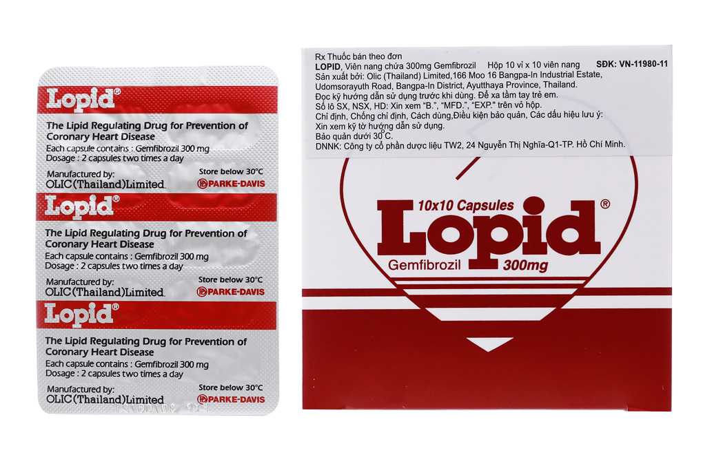 Lopid 300mg trị rối loạn lipid máu (10 vỉ x 10 viên) - 08/2025 ...