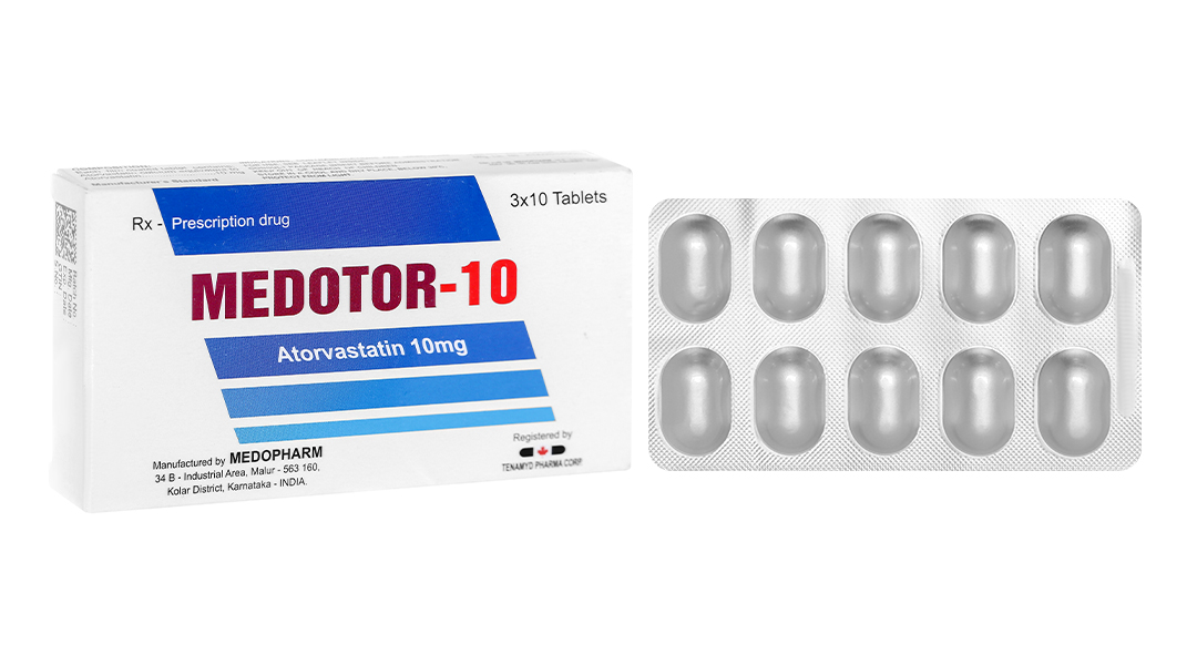 Medotor-10 trị rối loạn lipid máu (3 vỉ x 10 viên) - 09/2025 ...