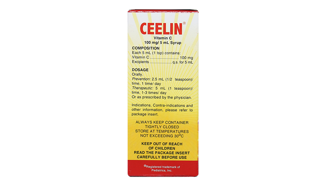 Siro Ceelin 100mg/5ml phòng, trị thiếu vitamin C ở trẻ nhỏ chai 60ml ...