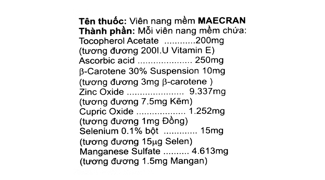 Maecran bổ sung vitamin và khoáng chất (12 vỉ x 5 viên) - 08/2025 ...