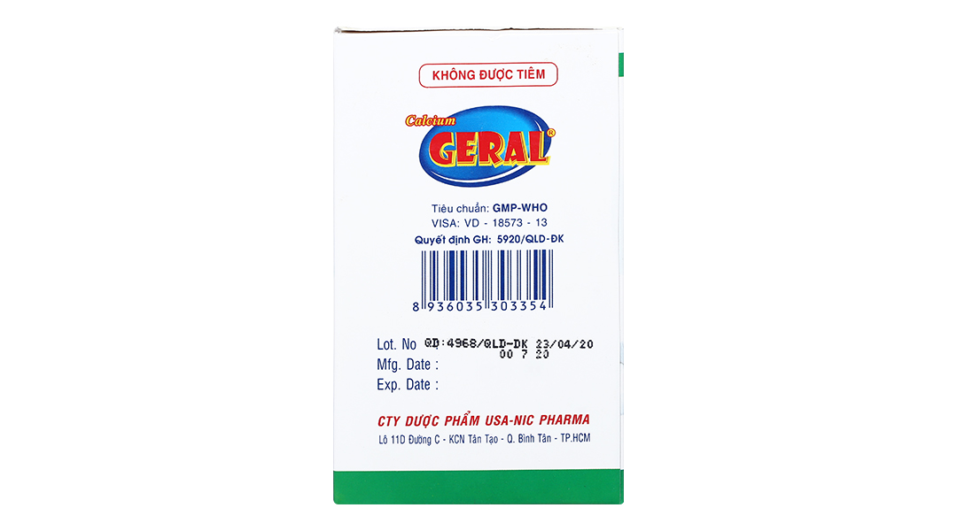 Hỗn dịch uống Calcium Geral trị còi xương, co giật, thiếu calci (20 ống ...