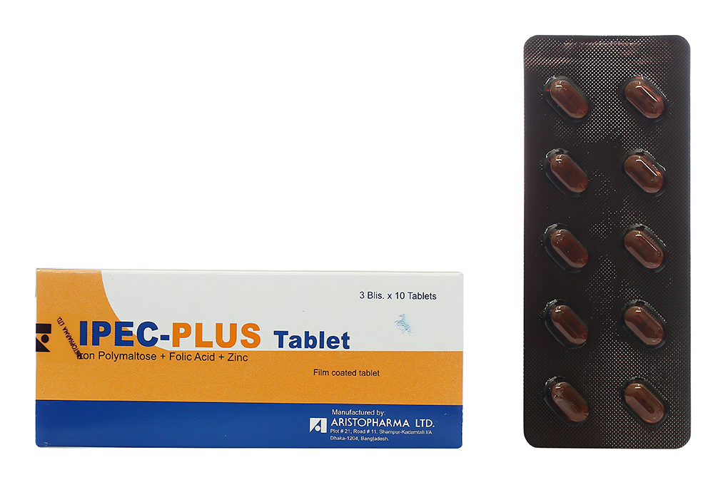 Thuốc Ipec-plus Tablet phòng ngừa và trị thiếu sắt, axit folic và kẽm ...