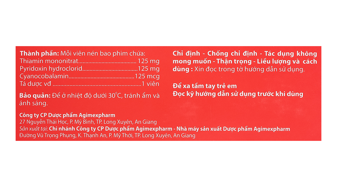 Thuốc Agi-Neurin điều trị và dự phòng thiếu vitamin B1, B6, B12 - 10/ ...