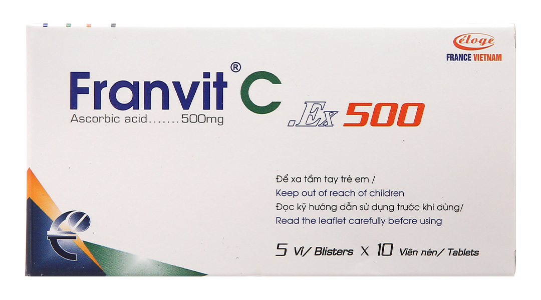 Franvit C.Ex 500 bổ sung vitamin C, tăng đề kháng (5 vỉ x 10 viên) - 02 ...
