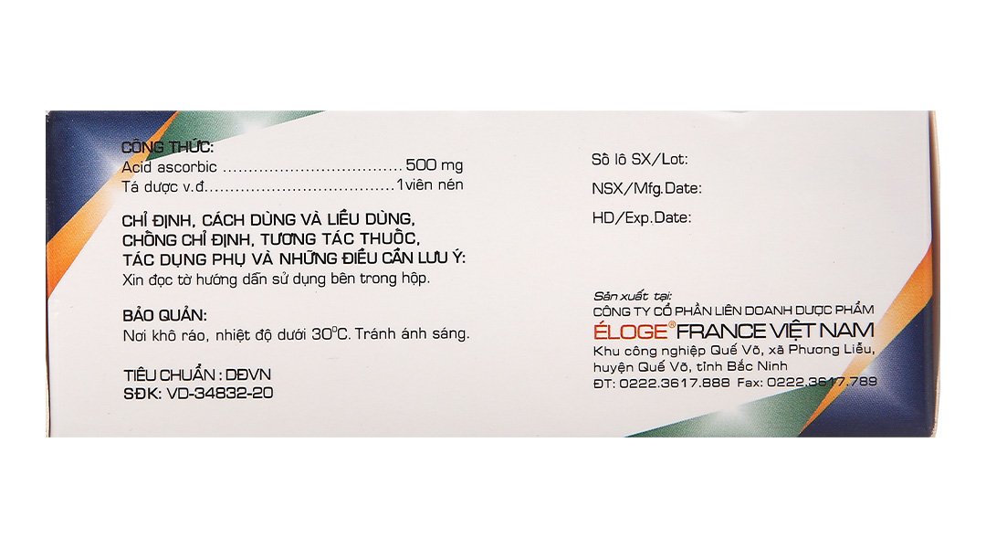 Franvit C.Ex 500 bổ sung vitamin C, tăng đề kháng (5 vỉ x 10 viên) - 02 ...