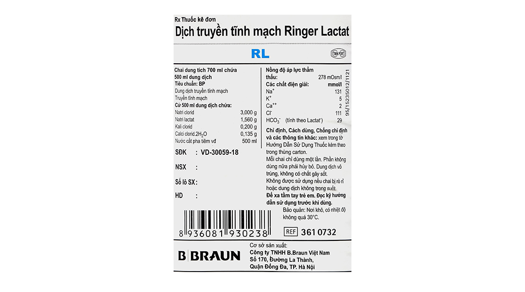 Dung Dịch Ringer Lactat B.Braun bổ sung nước, điện giải - 08/2025 ...