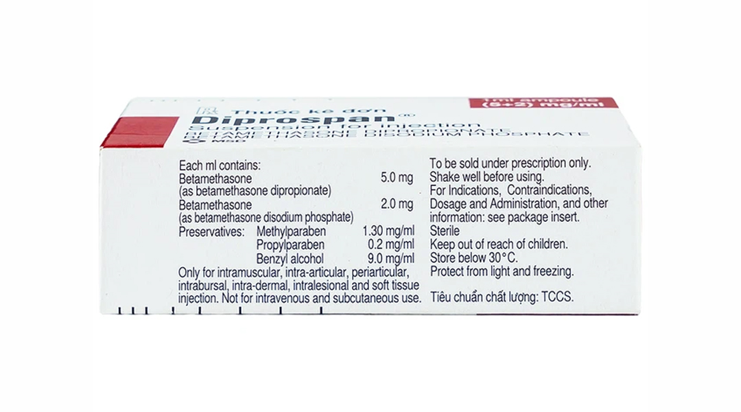 Hỗn dịch tiêm Diprospan trị bệnh cơ xương và mô mềm (1 ống x 1ml) - 12/ ...