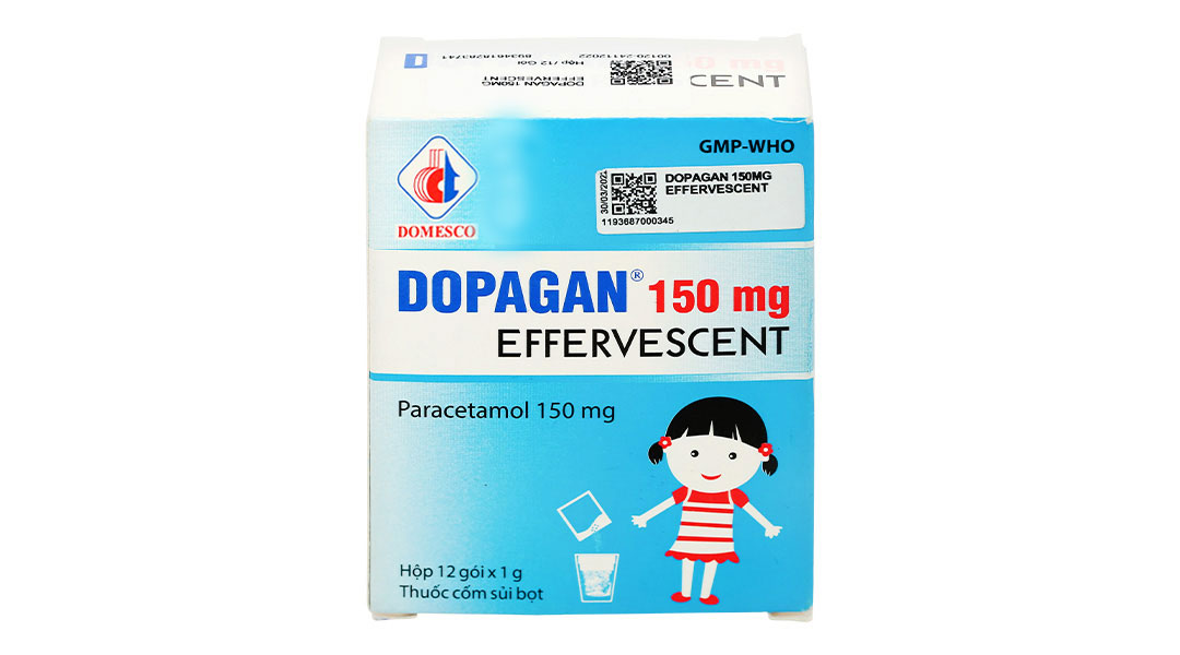 Thuốc cốm Dopagan 150mg Effervescent giảm đau, hạ sốt (12 gói x 1g ...