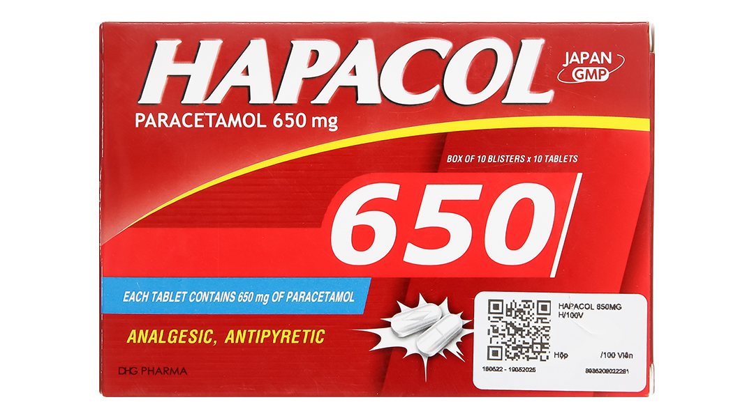 Thuốc Hapacol 650 DHG giúp giảm đau, hạ sốt (Hộp 50 viên) - 05/2026 ...