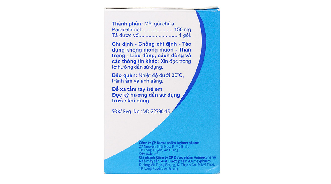 Thuốc cốm Agimol 150 giảm đau, hạ sốt (30 gói x 1g) - 05/2026 ...