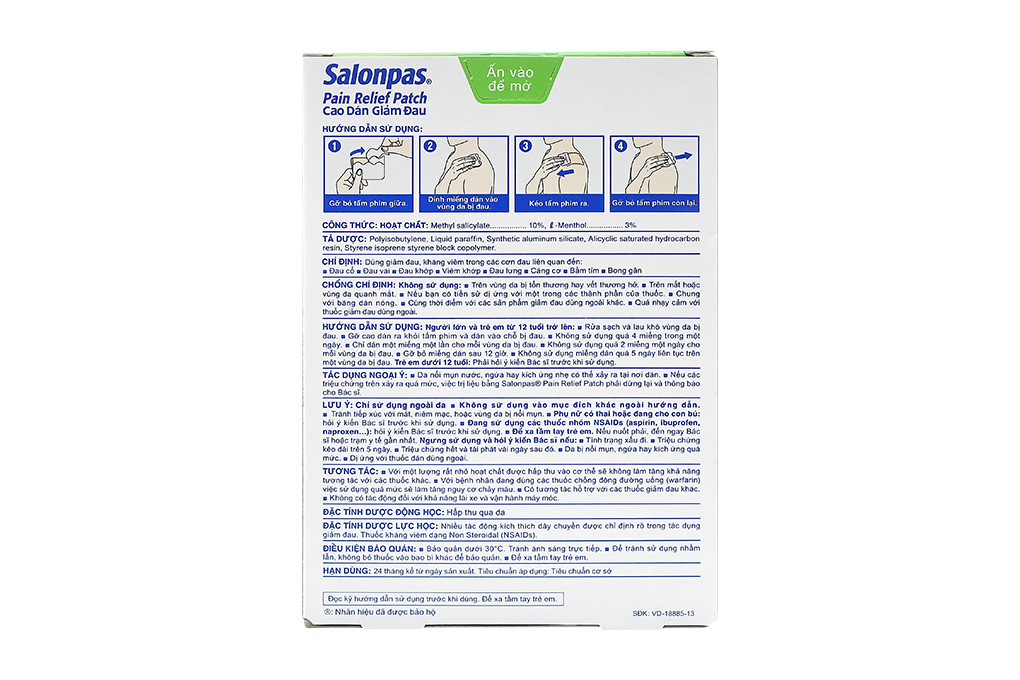 Cao dán Salonpas Pain Relief Patch giảm đau (6,5 x 4,2cm) - 01/2026 ...