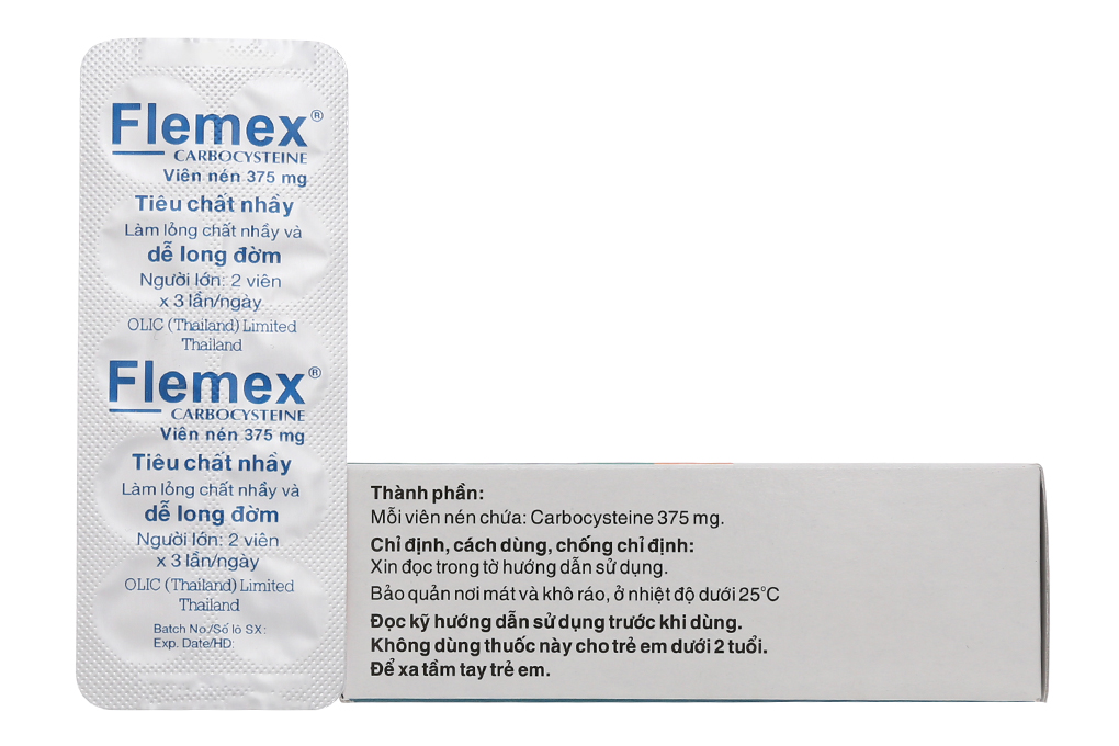 Flemex 375mg tan đàm trong bệnh lý hô hấp (5 vỉ x 10 viên) - 08/2025 ...