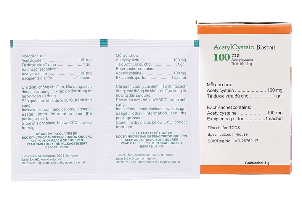 Acetylcystein Boston 100mg hộp 30 gói thuốc điều trị ho tiêu đờm - 05/ ...