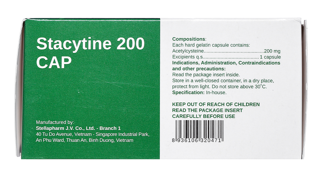 Stacytine 200 Cap tiêu nhầy trong bệnh lý hô hấp (10 vỉ x 10 viên) - 10 ...
