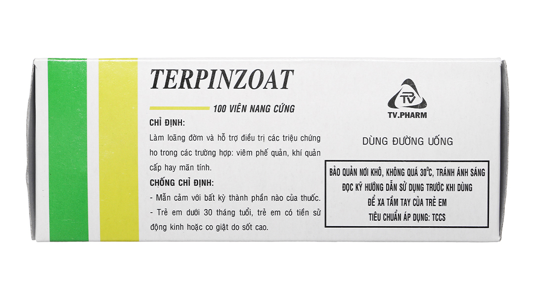 Terpinzoat trị ho, loãng đàm trong bệnh lý hô hấp (10 vỉ x 10 viên ...