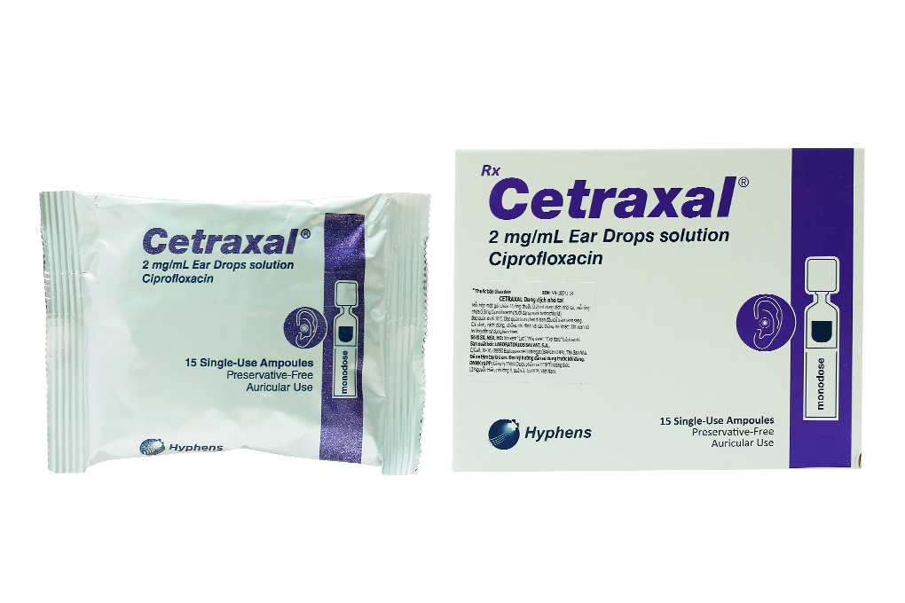 Dung dịch nhỏ tai Cetraxal 2mg/ml trị viêm tai (15 ống x 0.25 ml) - 08/ ...