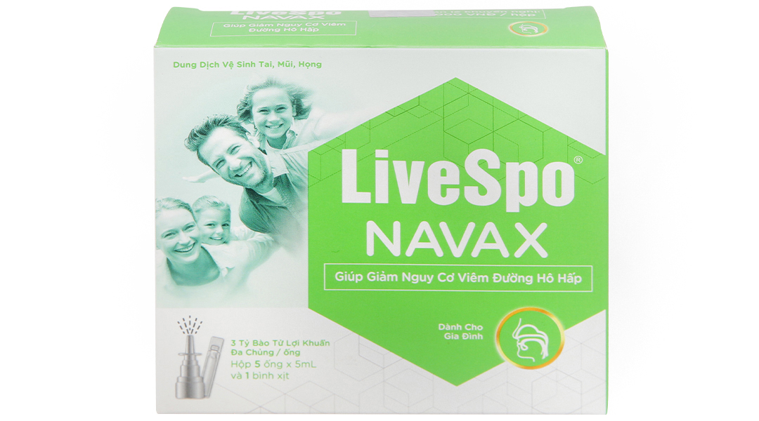 Xịt tai, mũi, họng LiveSpo Navax bổ sung 3 tỷ lợi khuẩn (5 ống x 5ml ...