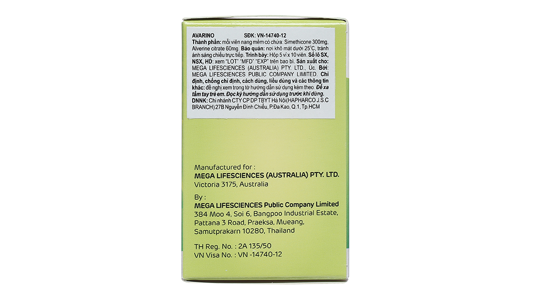 Thuốc Avarino trị triệu chứng rối loạn tiêu hóa, đầy hơi (5 vỉ x 10 ...