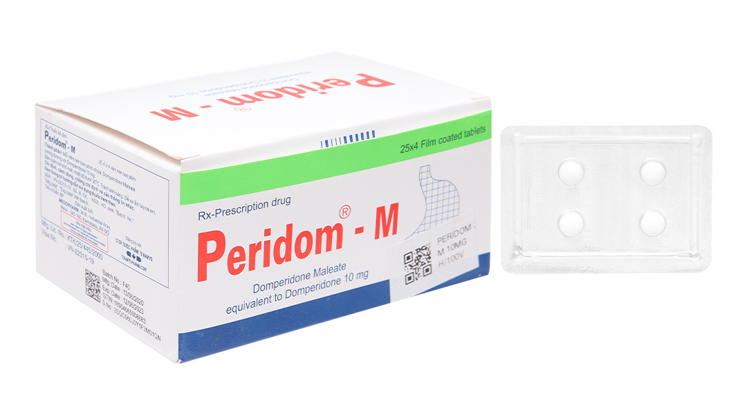 Peridom - M 10mg trị chứng nôn và buồn nôn (25 vỉ x 4 viên) - 04/2025 ...