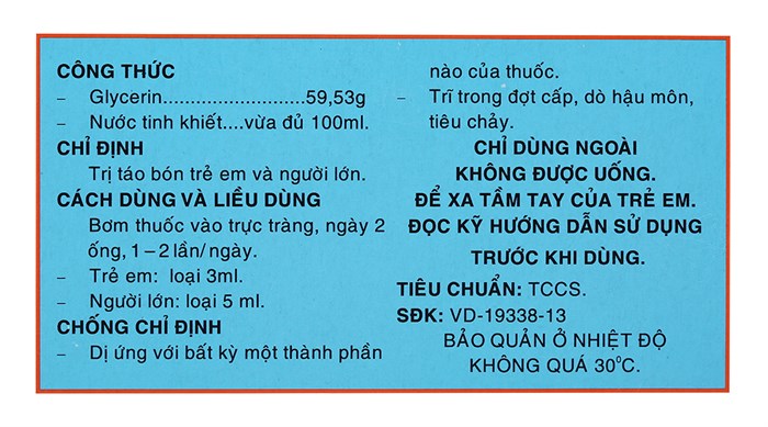 Dung dịch bơm trực tràng trị táo bón Rectiofar 3ml hộp 50 ống