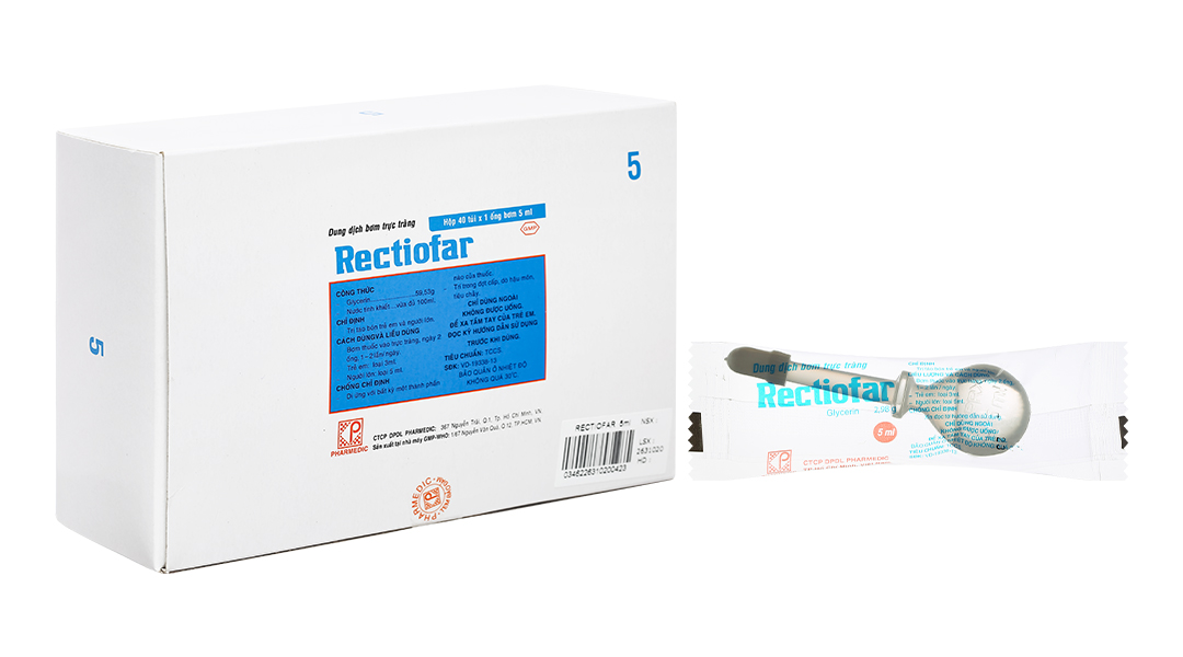 Dung dịch bơm trực tràng Rectiofar trị táo bón (40 ống x 5ml) - 12/2025 ...