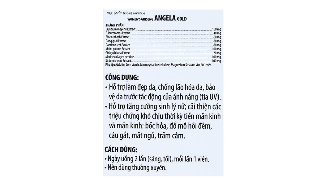 Angela Gold chai 30 viên - 02/2026 | nhathuocankhang.com