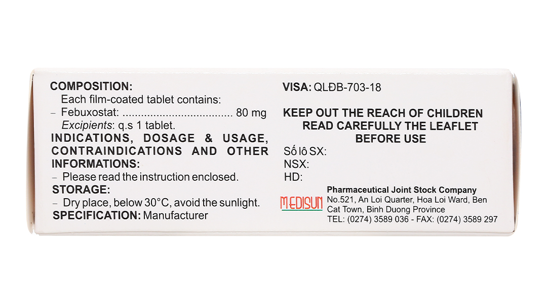 Foribat 80 trị gout do tăng acid uric huyết mạn tính (3 vỉ x 10 viên ...