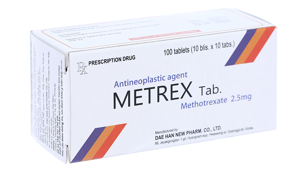 Metrex Tab 2.5mg điều trị khối u, vảy nến, viêm khớp dạng thấp (10 vỉ x ...