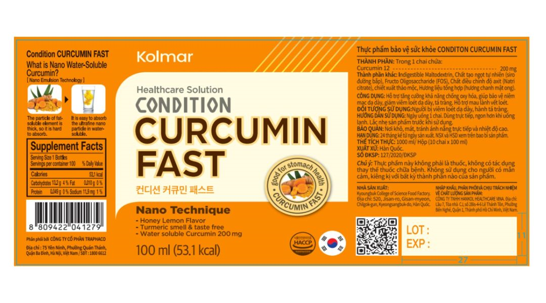 Condition Curcumin Fast hộp 10 chai x 100ml - 12/2025 | nhathuocankhang.com