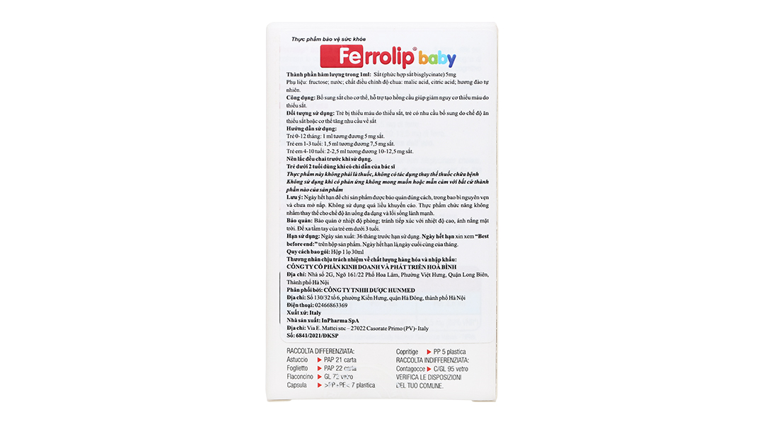 Sắt Ferrolip Baby 30ml bổ sung sắt, giảm nguy cơ thiếu máu - 08/2025 ...