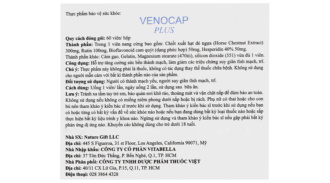 Venocap Plus hộp 60 viên - 12/2025 | nhathuocankhang.com