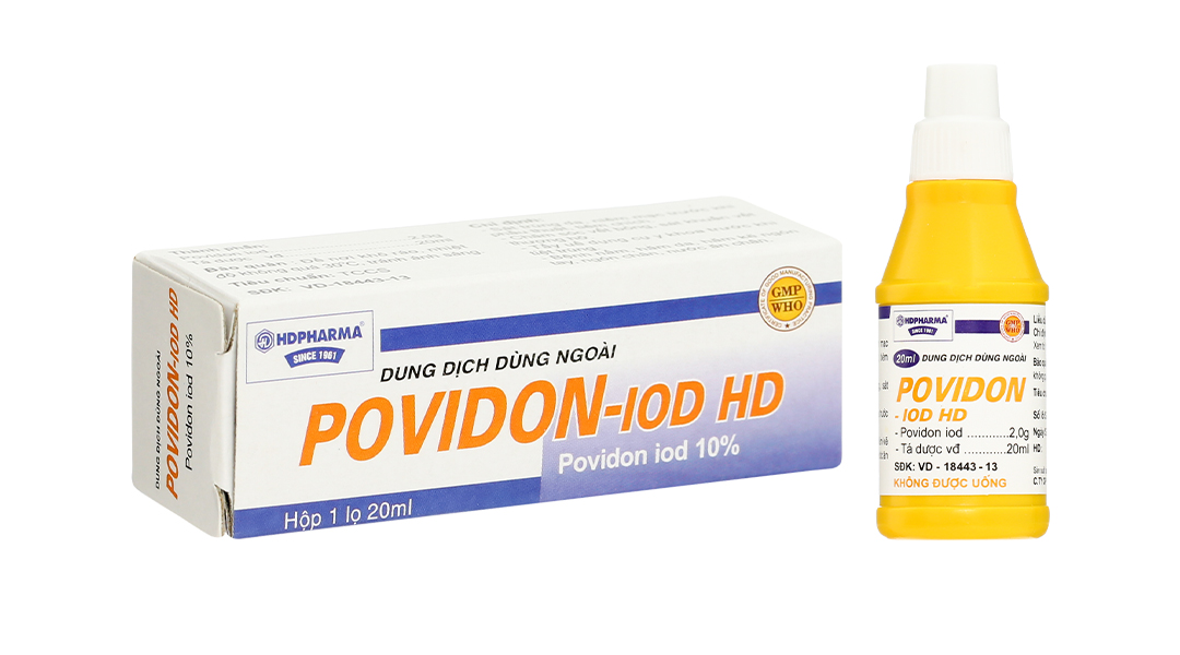 Dung dịch sát khuẩn Povidon-Iod HD 10% sát trùng ngoài da chai 20ml ...