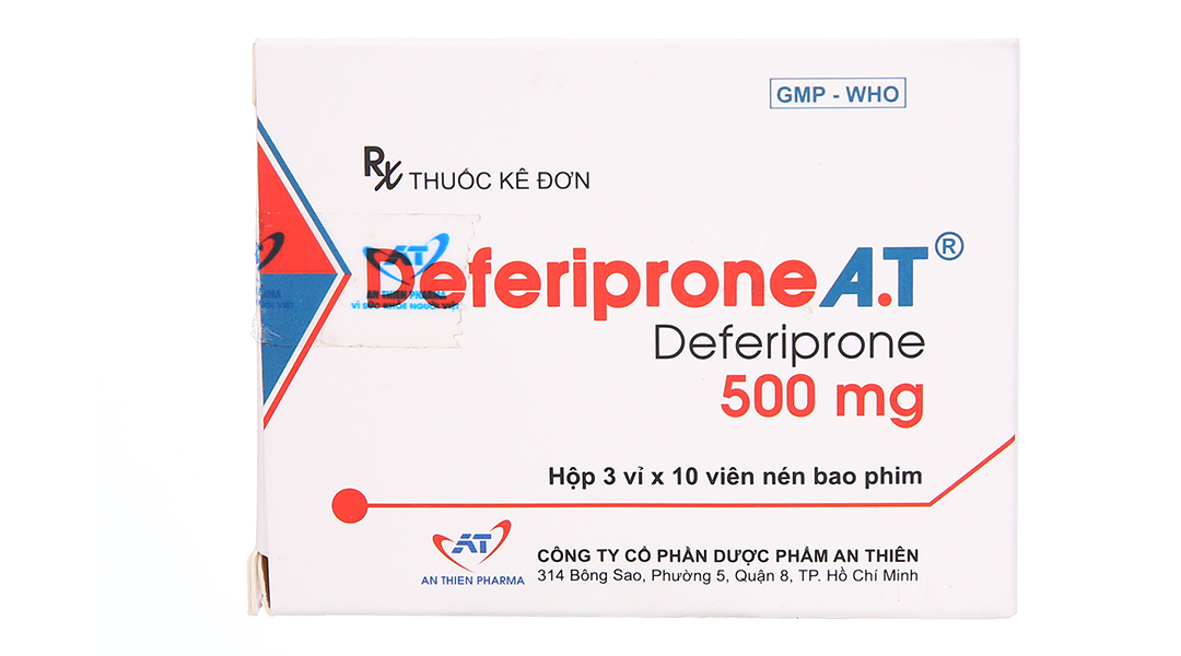 Deferiprone A.T 500mg trị quá tải sắt ở bệnh nhân Thalassemia (3 vỉ x ...