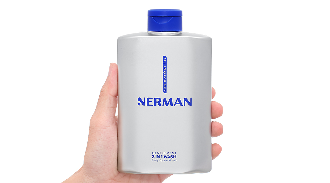 Gel tắm, gội, rửa mặt Nerman Gentleman 3in1 hương nước hoa chai 350ml ...