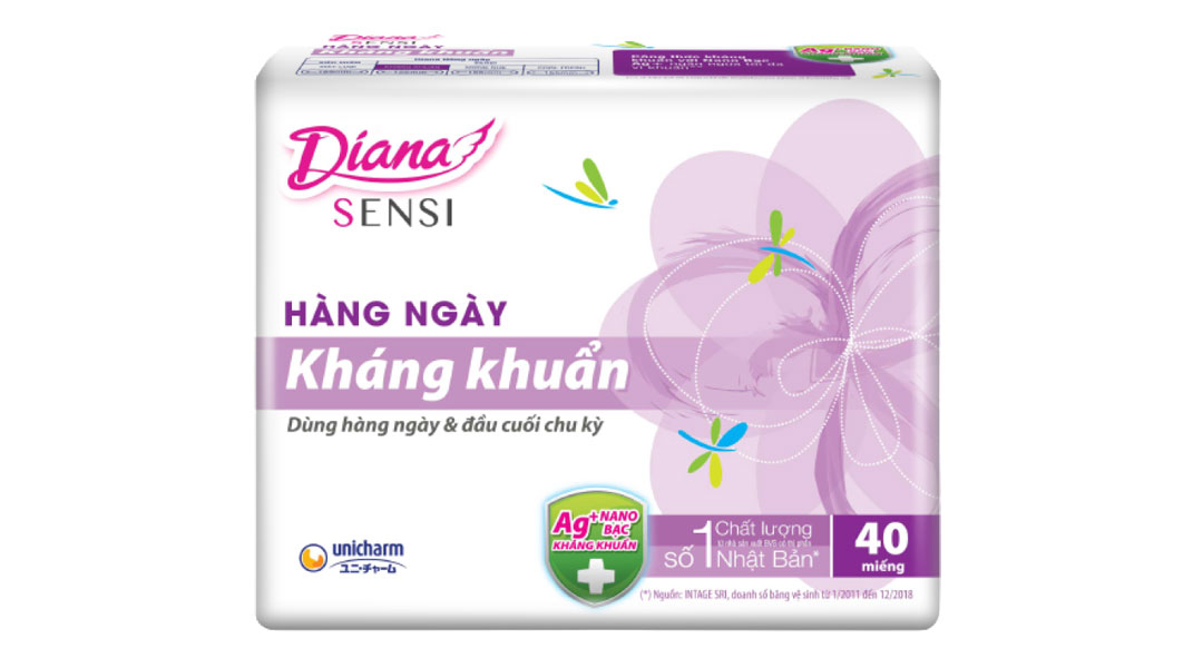 Băng vệ sinh hàng ngày Diana Sensi kháng khuẩn gói 40 miếng - 08/2025 ...
