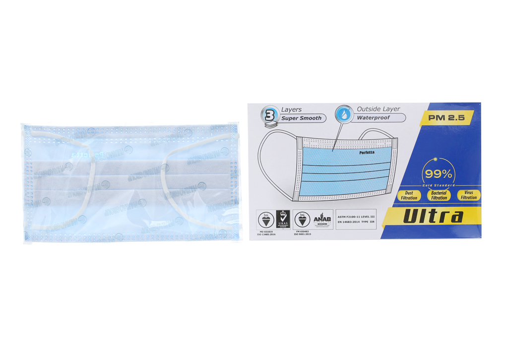 Khẩu trang y tế Perfetta Ultra 3 lớp màu xanh hộp 35 cái - 03/2026 ...