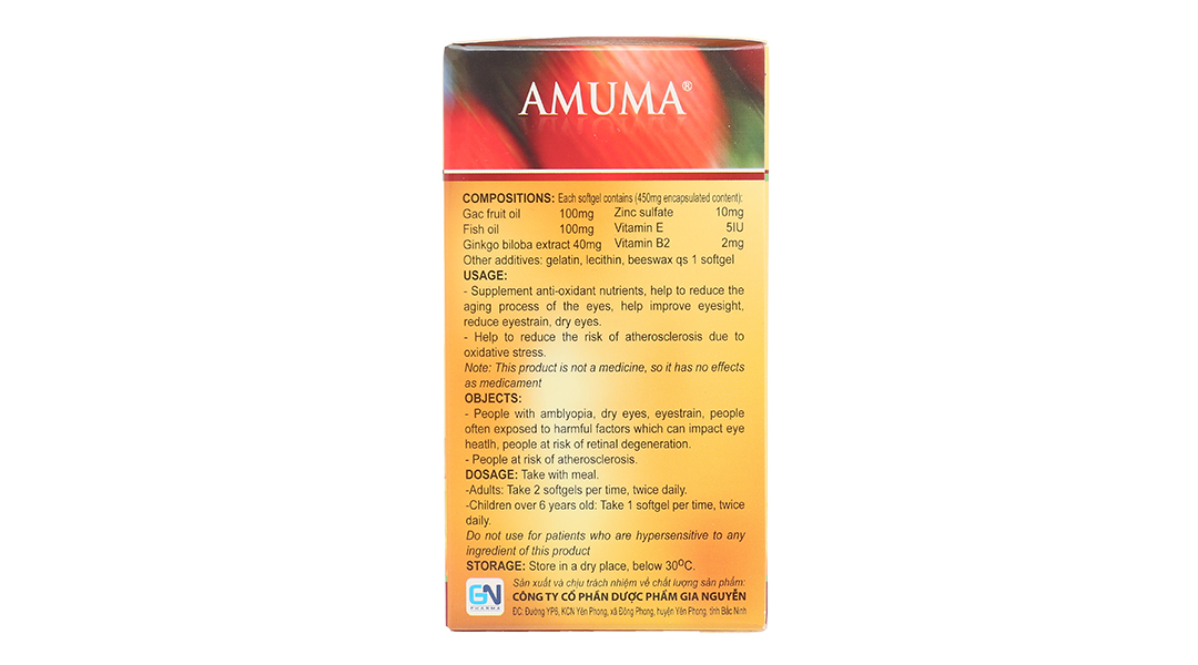 Dầu Gấc Amuma Pluslọ 60 viên - 06/2026 | nhathuocankhang.com