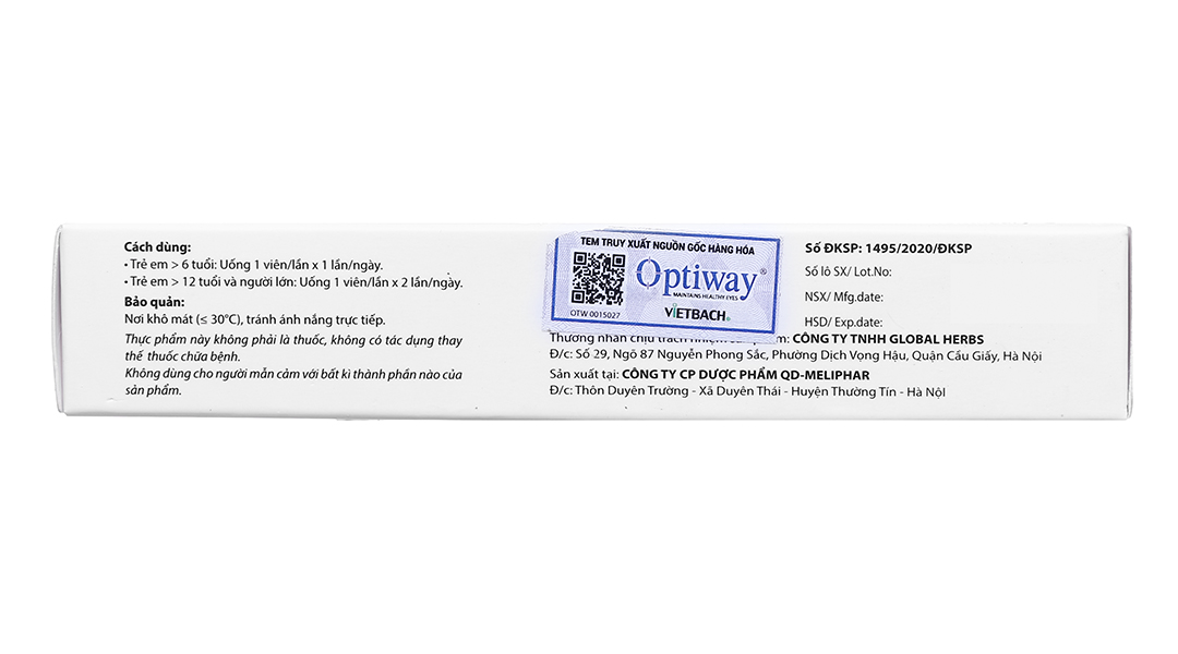 Optiway Hộp 20v - 04/2026 | nhathuocankhang.com
