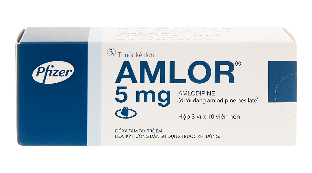 Thuốc Amlor 5 Pfizer trị tăng huyết áp, đau thắt ngực - 01/2026 ...