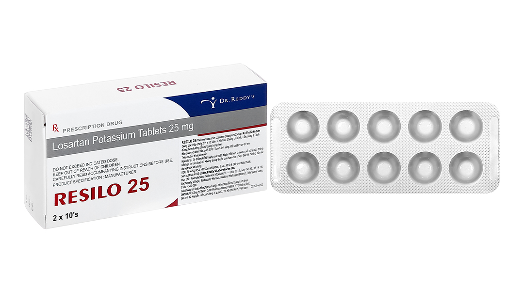 Resilo 25 trị tăng huyết áp đơn trị liệu hoặc phối hợp (2 vỉ x 10 viên ...