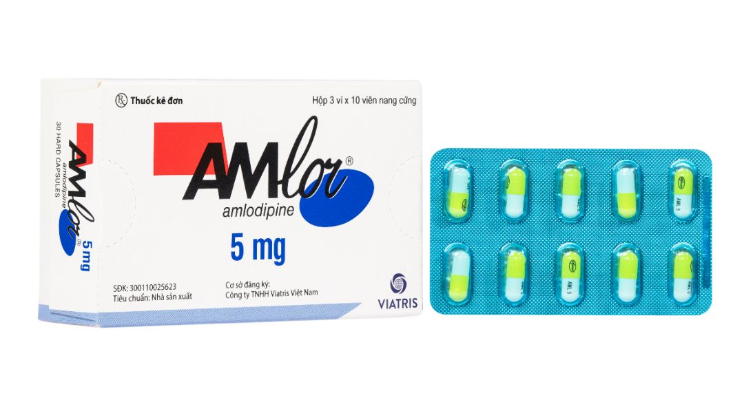 Amlor 5mg trị tăng huyết áp, bệnh mạch vành, đau thắt ngực (3 vỉ x 10 ...