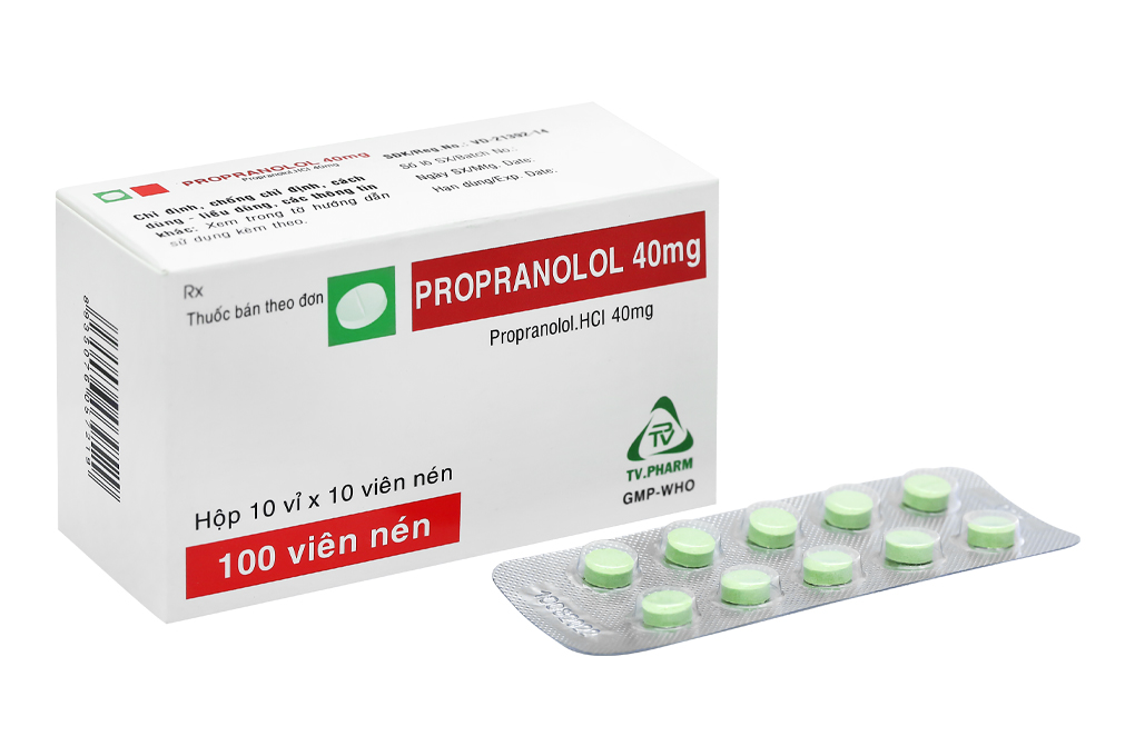 Propranolol TV.Pharm 40mg trị tăng huyết áp, đau thắt ngực (10 vỉ x 10 ...