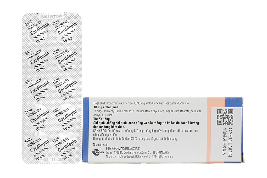 Cardilopin 10mg trị tăng huyết áp, đau thắt ngực (3 vỉ x 10 viên) - 11/ ...