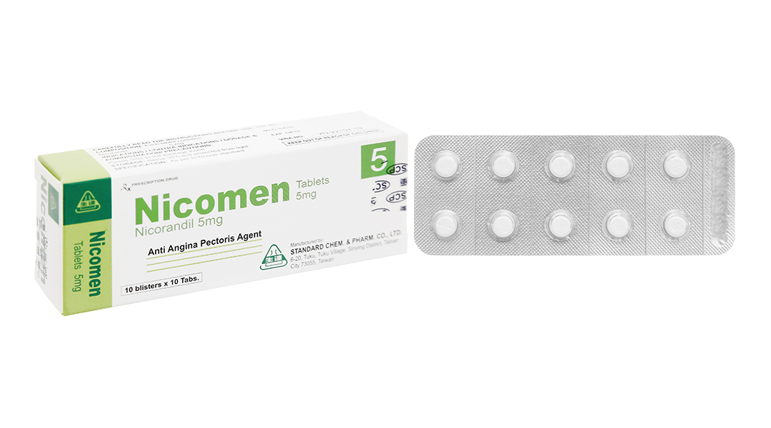 Nicomen Tablets 5mg trị đau thắt ngực (10 vỉ x 10 viên) - 03/2026 ...