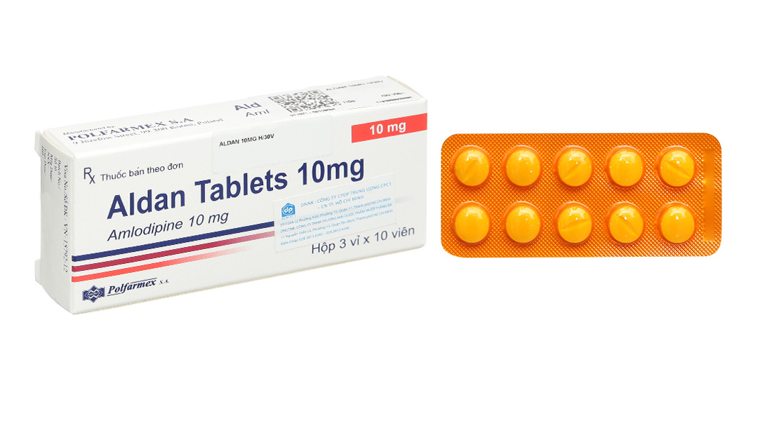 Aldan Tablets 10mg trị tăng huyết áp, dự phòng đau thắt ngực (3 vỉ x 10 ...