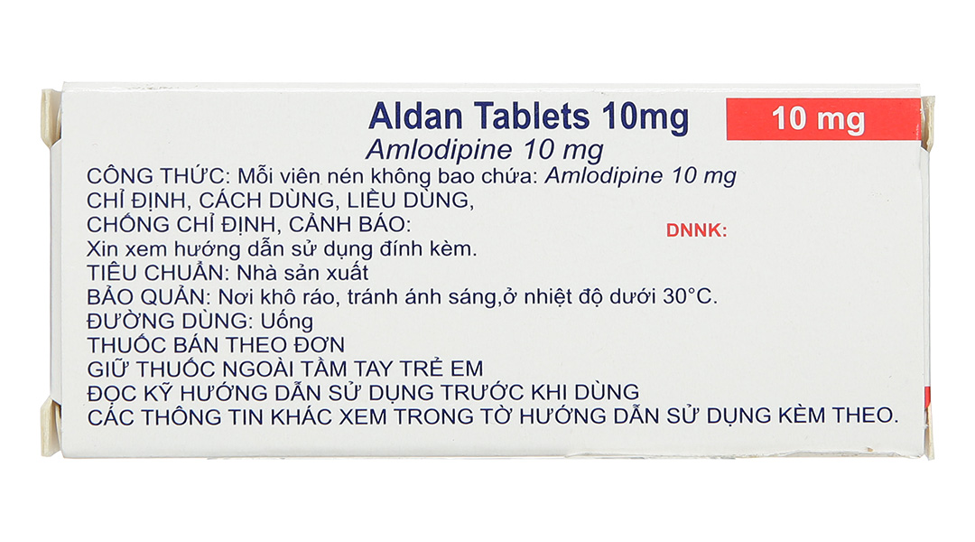 Aldan Tablets 10mg trị tăng huyết áp, dự phòng đau thắt ngực (3 vỉ x 10 ...