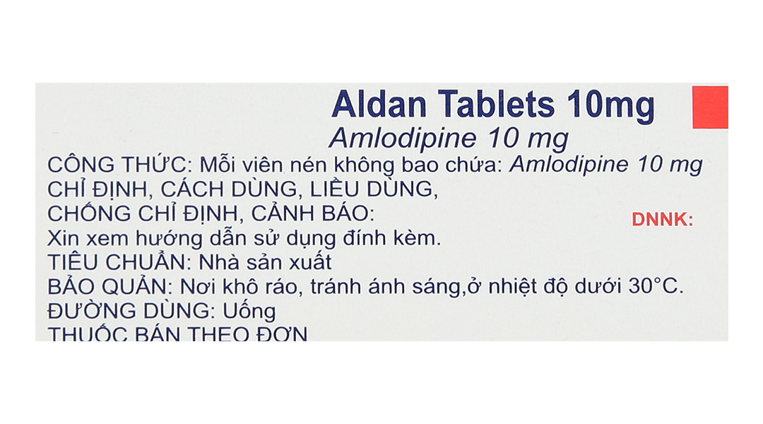 Aldan Tablets 10mg trị tăng huyết áp, dự phòng đau thắt ngực (3 vỉ x 10 ...