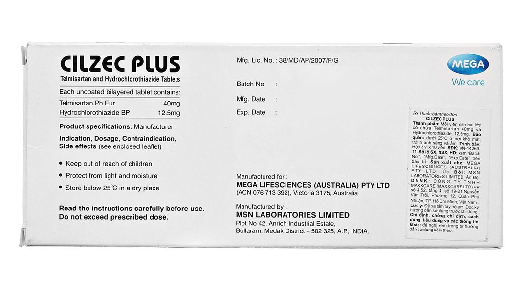 Cilzec Plus trị tăng huyết áp (3 vỉ x 10 viên) - 09/2025 ...