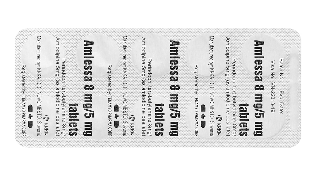 Amlessa 8mg/5mg Tablets trị tăng huyết áp, mạch vành (3 vỉ x 10 viên ...